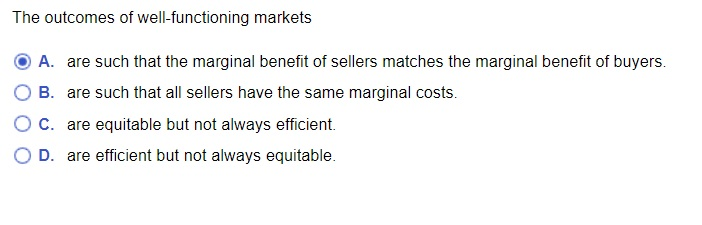 Solved Which of the statement about well-functioning markets | Chegg.com