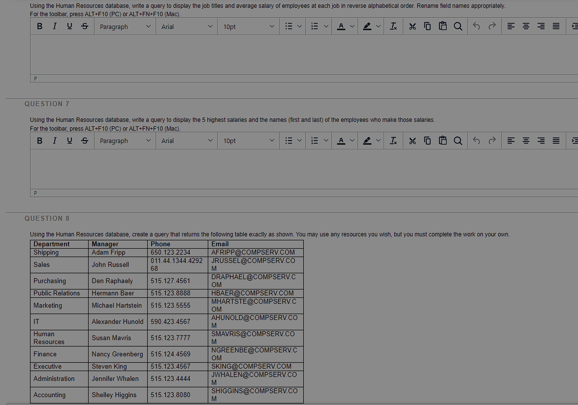 Solved Using the Human Resources database, write a query to | Chegg.com