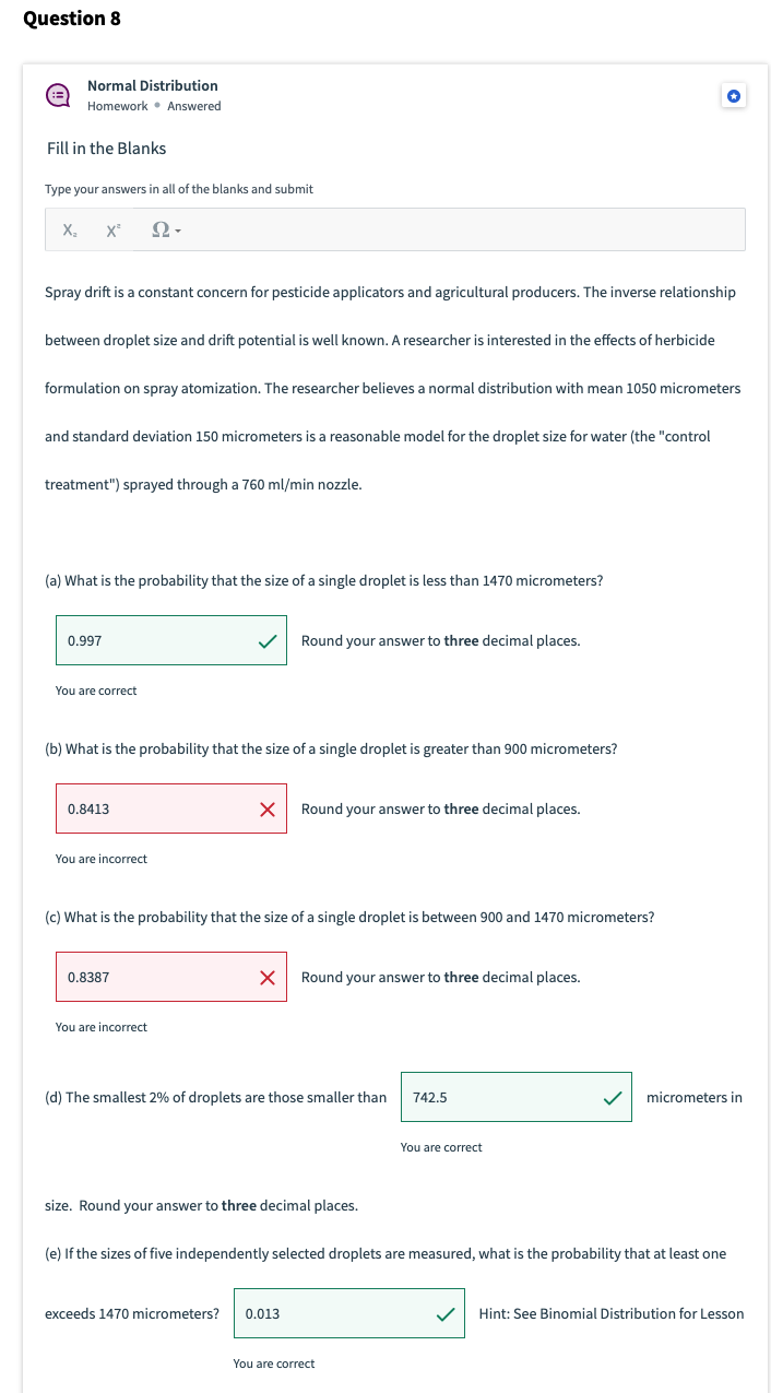 Solved Question 8 Normal Distribution Homework Answered Fill | Chegg.com