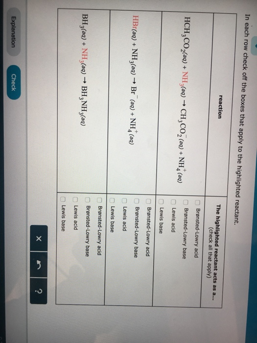 Solved In each row check off the boxes that apply to the | Chegg.com