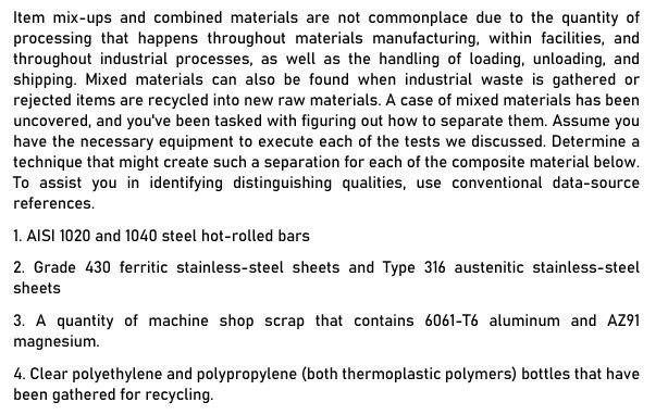 Solved Item mix-ups and combined materials are not | Chegg.com