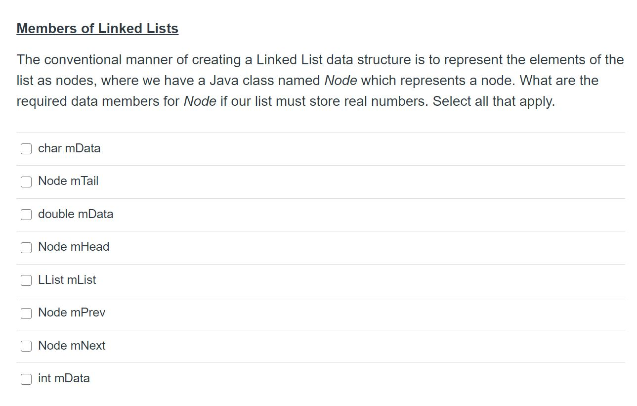 Solved Members of Linked Lists Each Node of a Linked List | Chegg.com