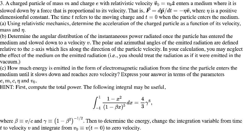 Solved 3. A charged particle of mass m and charge e with | Chegg.com