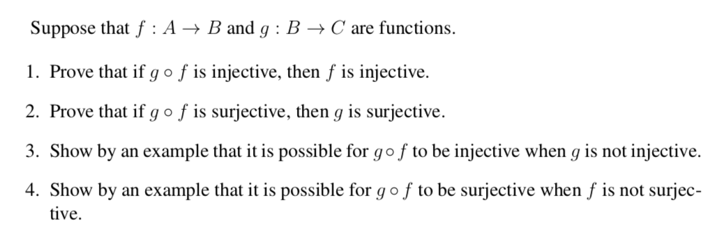 Solved Suppose that f : A + B and g:B + C are functions. 1. | Chegg.com