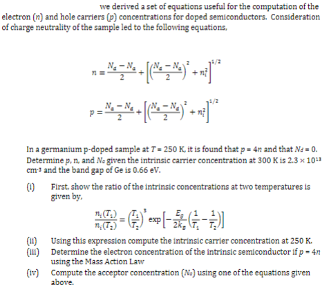 Solved we derived a set of equations useful for the | Chegg.com