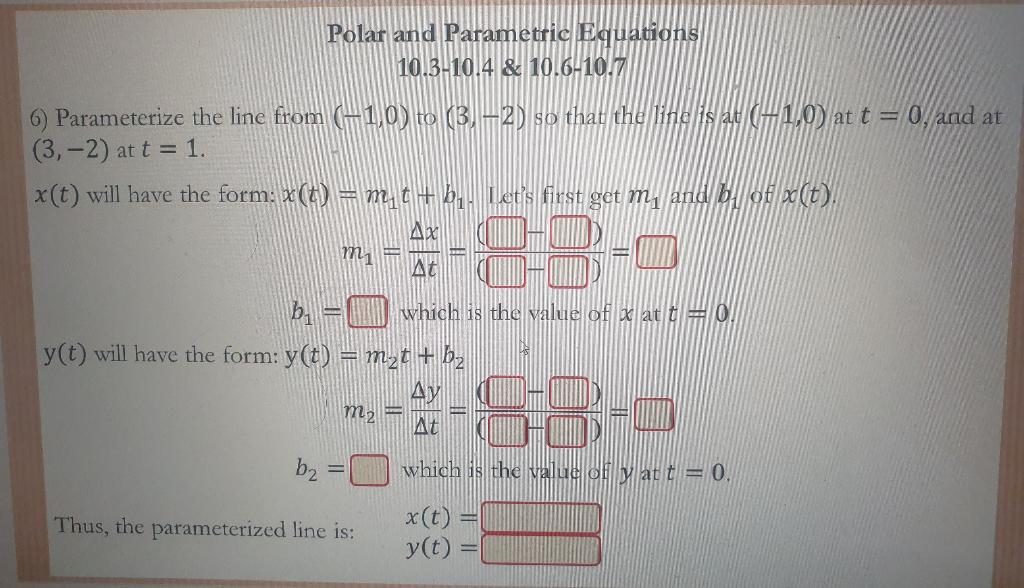 Solved Polar and Parametric Equations 10.3-10.4 & 1016-10.7 | Chegg.com