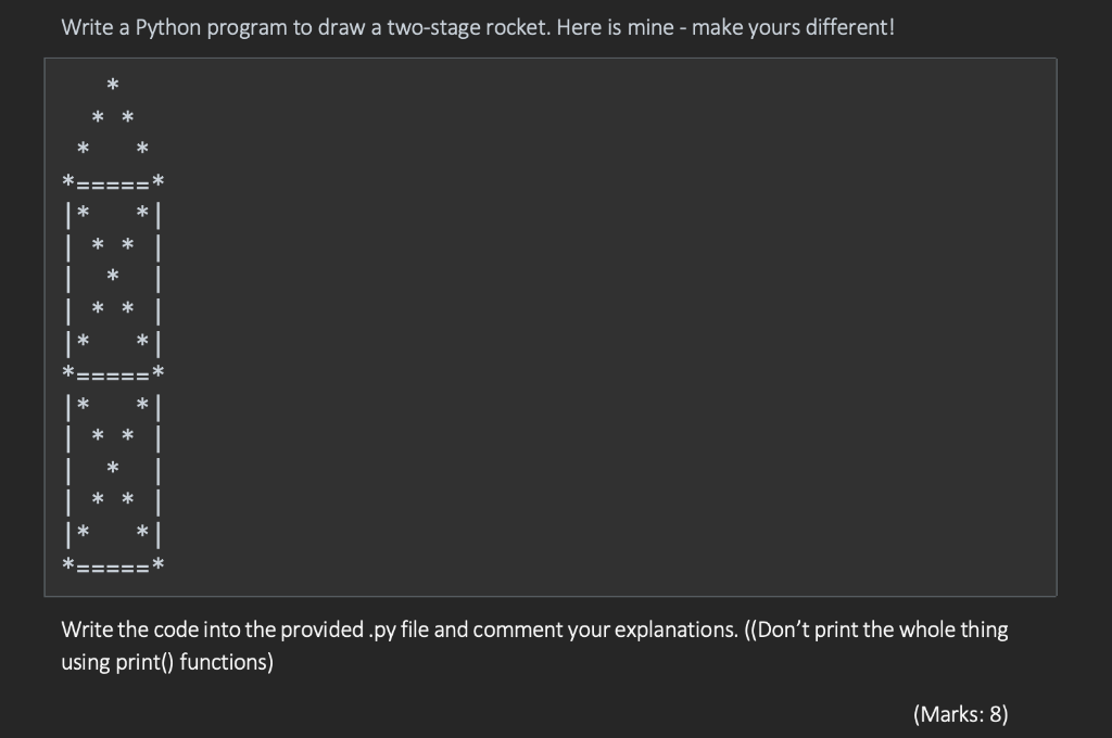 Solved Write a Python program to draw a two-stage rocket. | Chegg.com