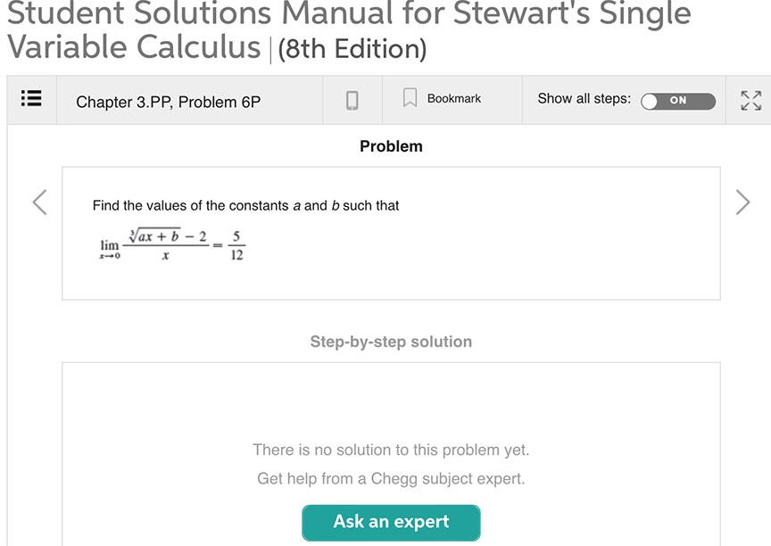 Solved Student Solutions Manual for Stewart's Single | Chegg.com