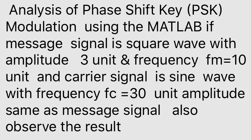 Solved Analysis of Phase Shift Key (PSK) Modulation using | Chegg.com