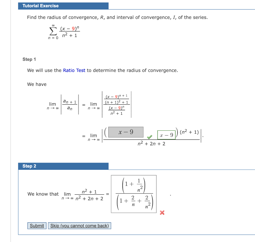 Solved Tutorial Exercise Find the radius of convergence, R, | Chegg.com
