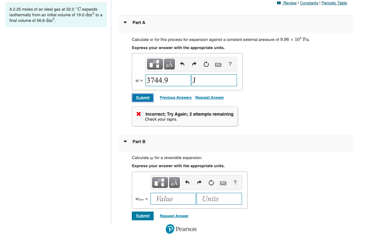 Solved MI Review Constants Periodic Table A 2.25 moles of an | Chegg.com