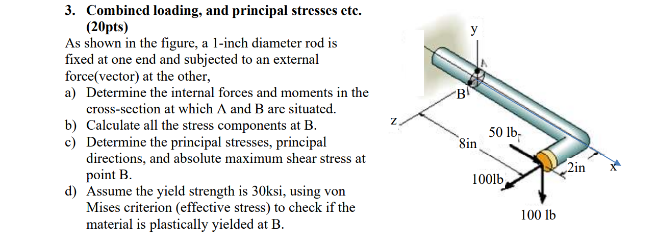 Solved 3. Combined loading, and principal stresses etc. | Chegg.com