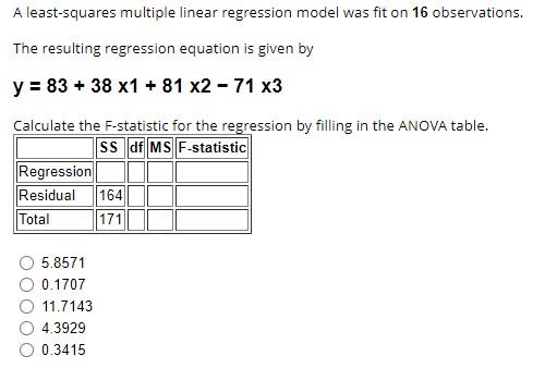 Solved A least-squares multiple linear regression model was | Chegg.com