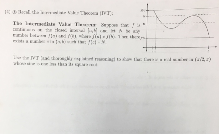 Solved Na) (4) ⑥ Recall the Intermediate Value Theorem | Chegg.com