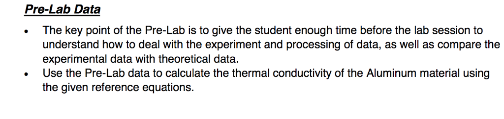 Solved Pre-Lab Data Table 1. Pre-Lab measurement data of a | Chegg.com