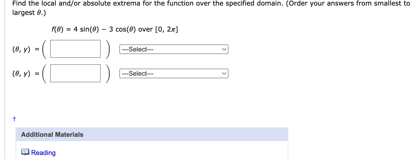 Solved Find the local and/or absolute extrema for the | Chegg.com