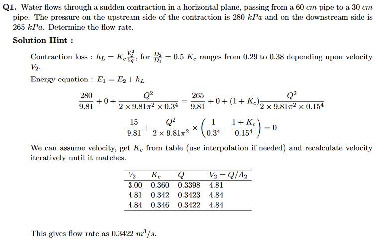Solved Why in the Energy equation (1+Kc) used when that is | Chegg.com