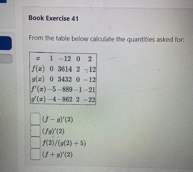 Solved From the table below calculate the quantities asked | Chegg.com