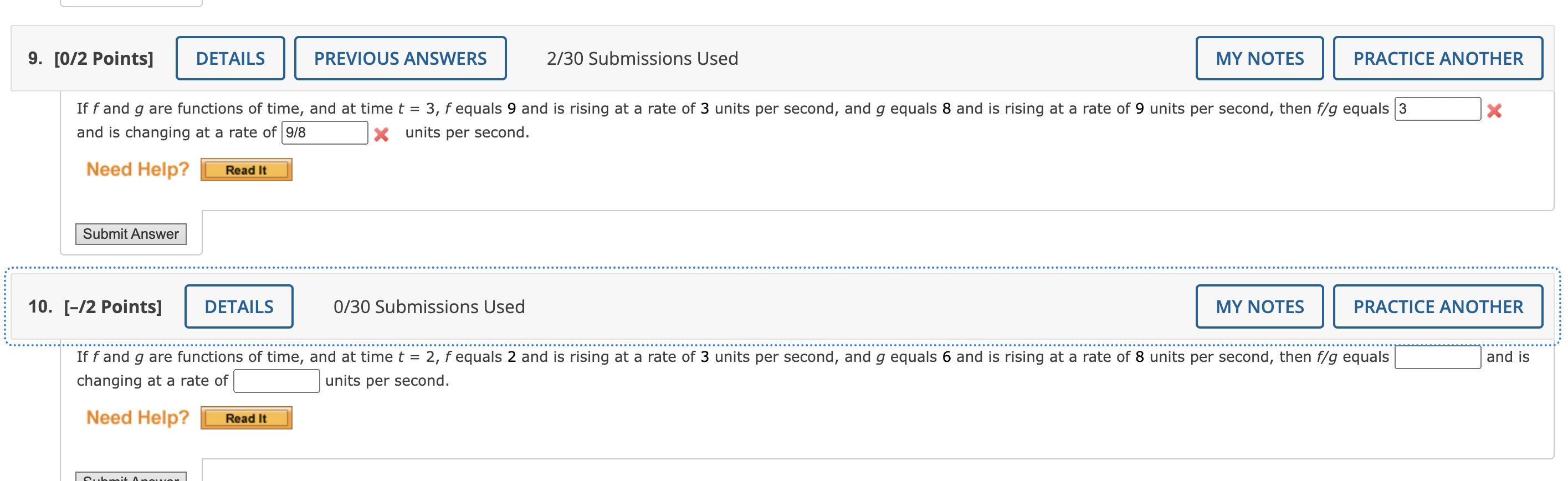 Solved [0/2 Points] 2/30 Submissions Used and is changing at | Chegg.com