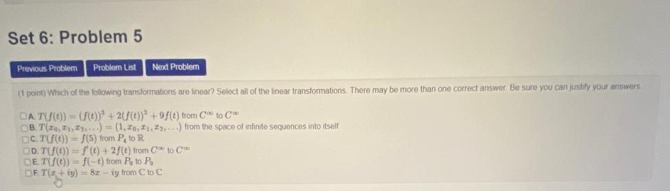 Solved Set 6: Problem 4 Previous Problem Problem List Next | Chegg.com