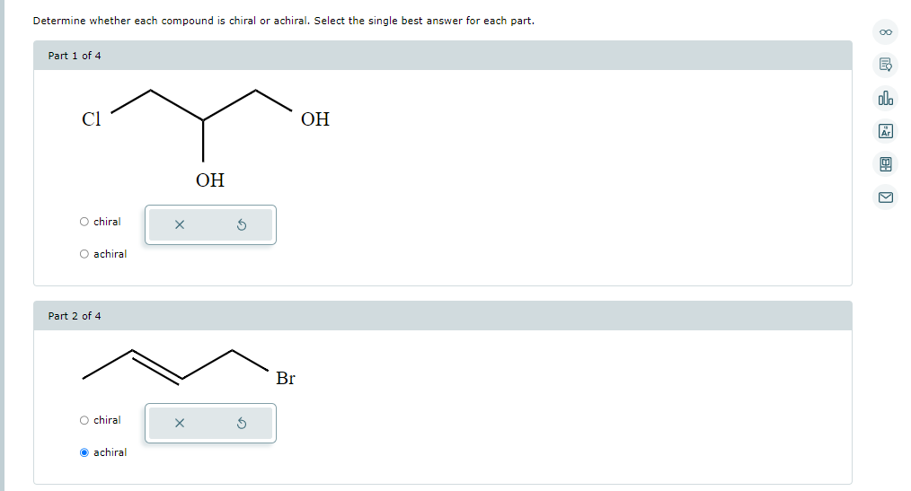 Solved Determine whether each compound is chiral or achiral. | Chegg.com