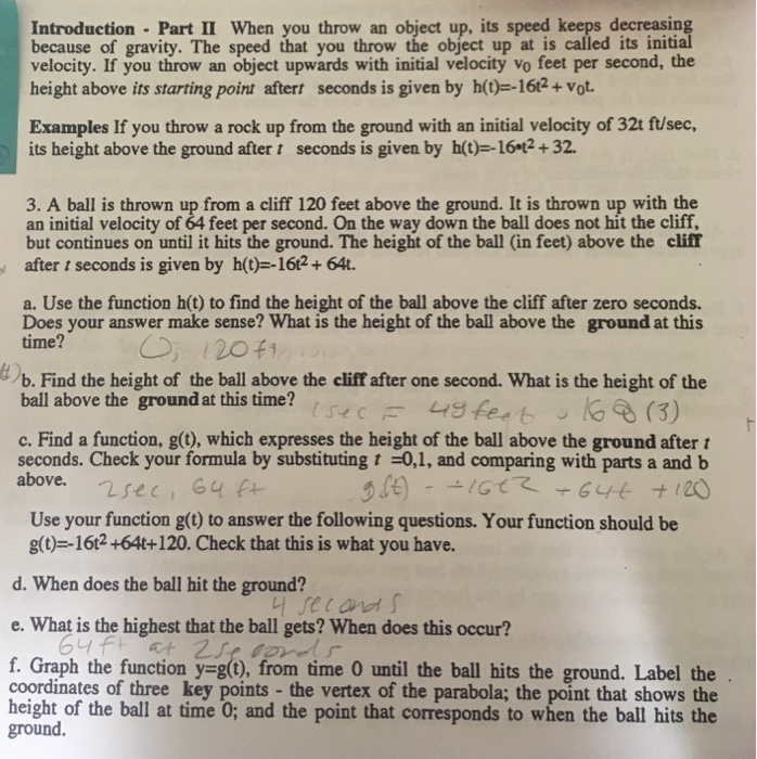 Solved Introduction Part II When you throw an object up, its | Chegg.com