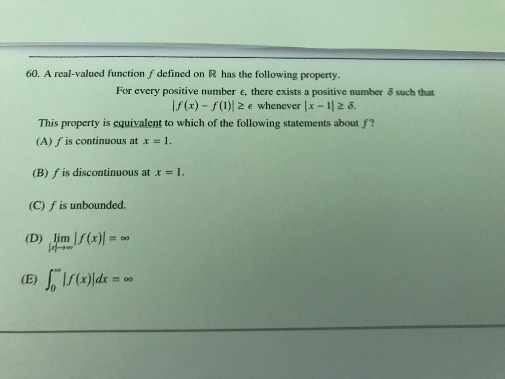 Solved 60. A real-valued function f defined on R has the | Chegg.com