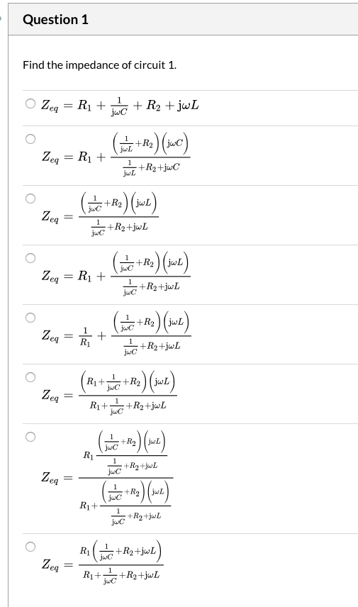Solved Find the impedances and admittances of the following | Chegg.com