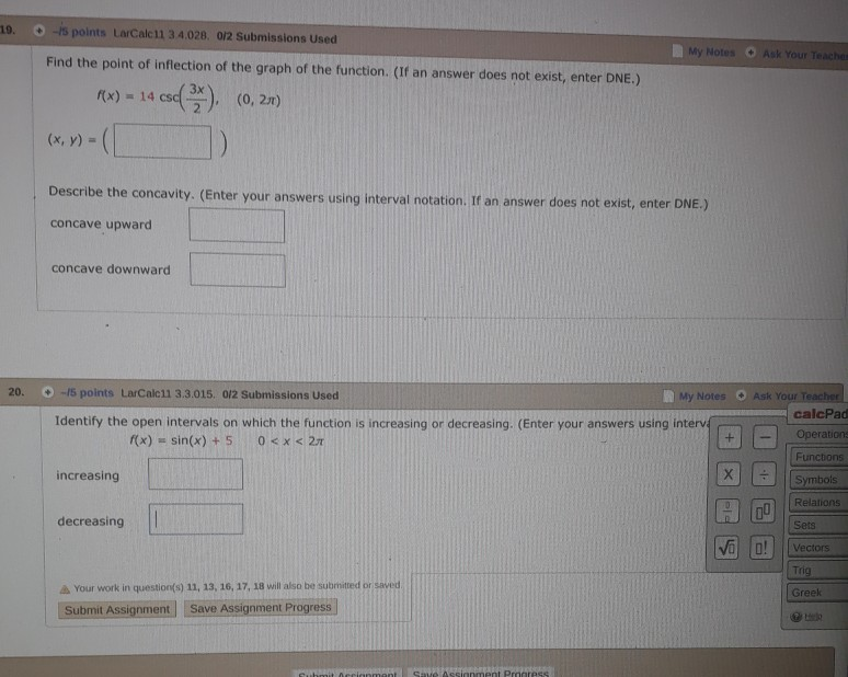 Solved 19. -15 points LarCalc11 3 4.028. 0/2 Submissions | Chegg.com Solved 19. -15 points LarCalc11 3 4.028. 0/2 Submissions | Chegg.com