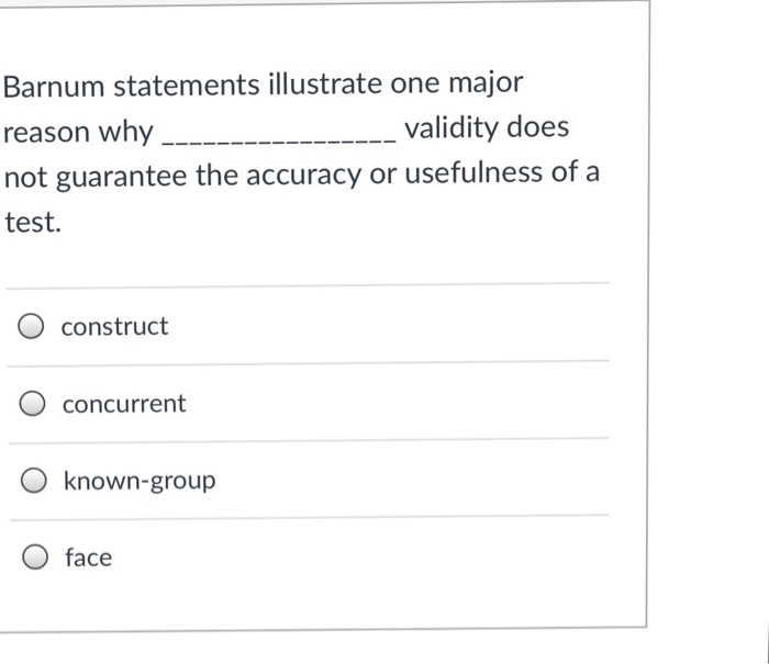 Solved Barnum statements illustrate one major reason why not | Chegg.com