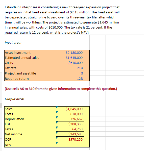 Solved Esfandairi Enterprises is considering a new | Chegg.com