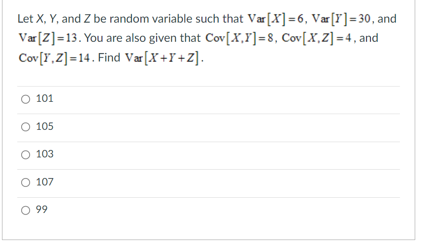 Solved Let X,Y, and Z be random variable such that | Chegg.com