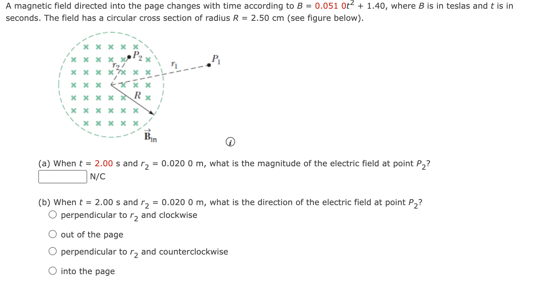 Solved magnetic field directed into the page changes with | Chegg.com