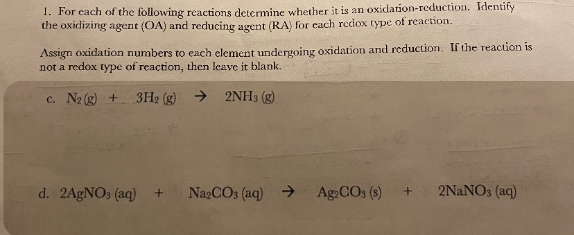Solved 2. ﻿For each of the following reactions determine | Chegg.com