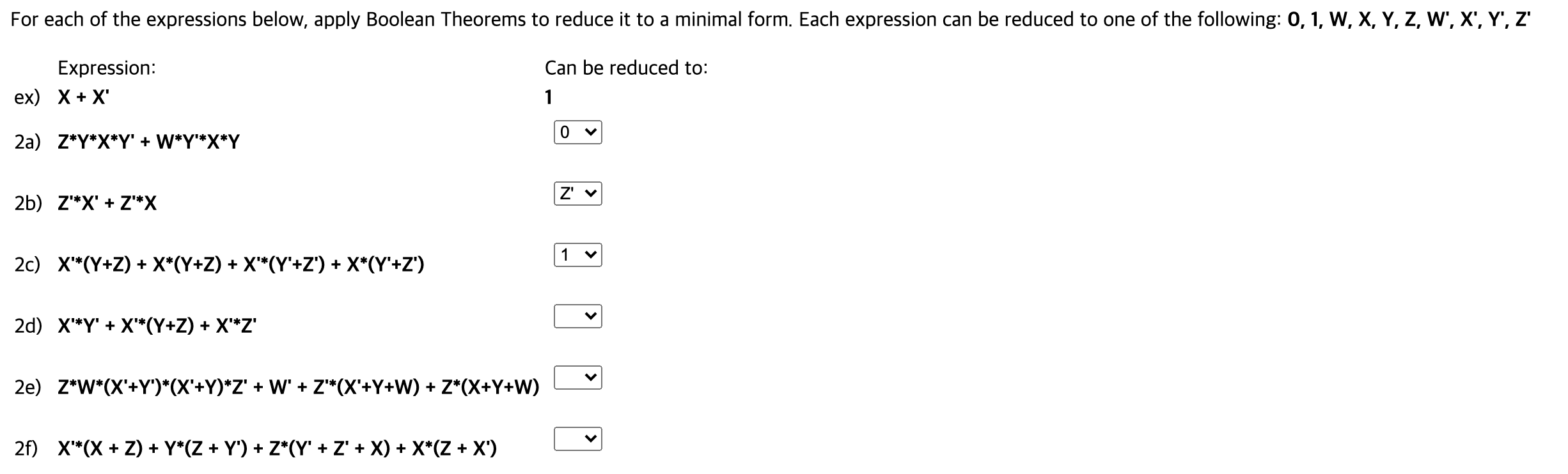 Solved For each of the expressions below, apply Boolean | Chegg.com