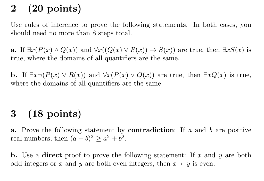 Solved 2 (20 points) Use rules of inference to prove the | Chegg.com