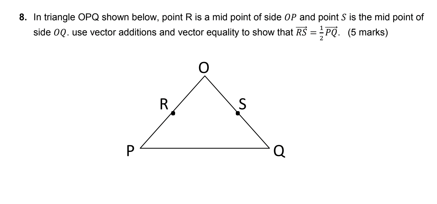 Solved 8. In triangle OPQ shown below, point R is a mid | Chegg.com