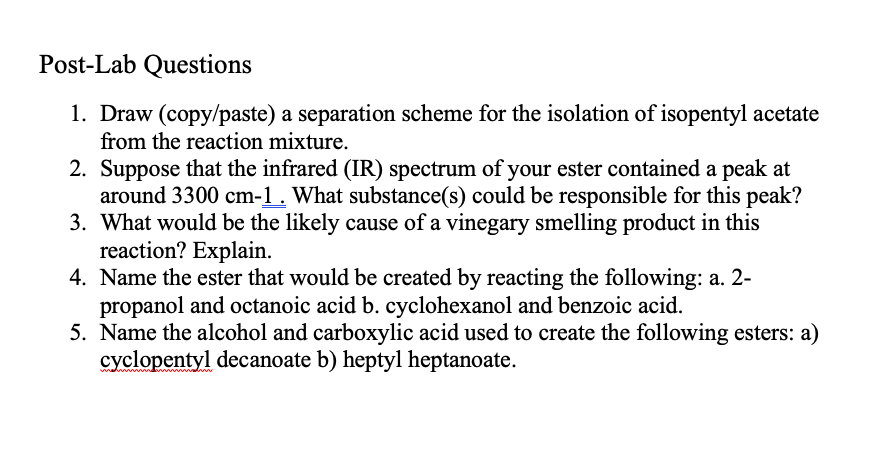 Solved Post-Lab Questions 1. Draw (copy/paste) a separation | Chegg.com