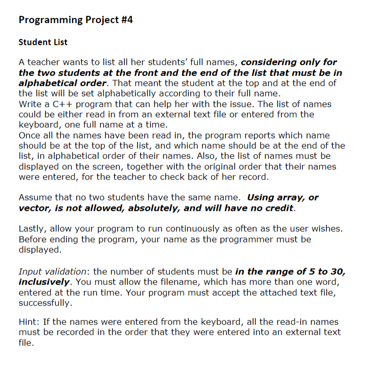 Solved Student List A teacher wants to list all her | Chegg.com