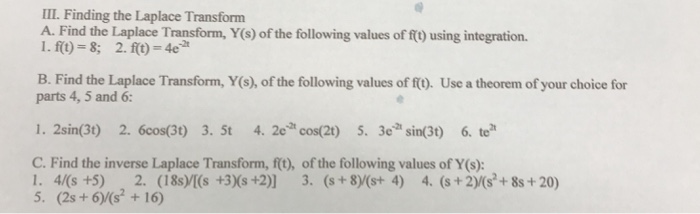 Solved Finding the Laplace Transform A. Find the Laplace | Chegg.com