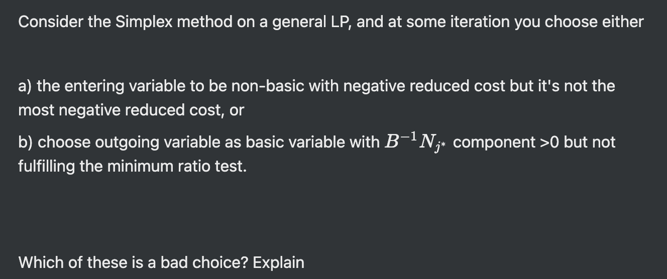 Solved Consider the Simplex method on a general LP, and at | Chegg.com