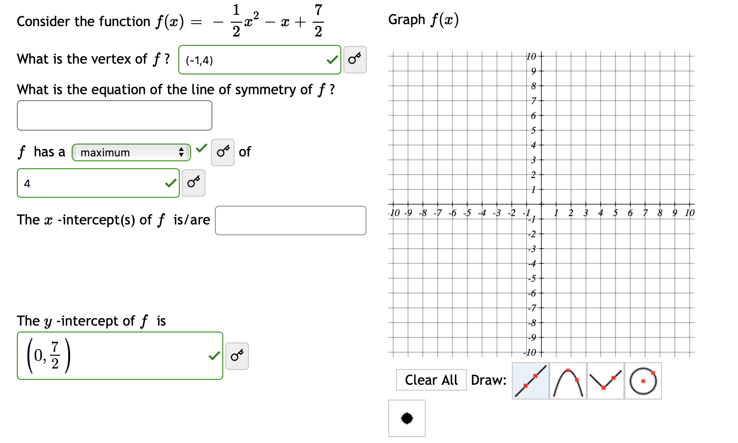 Solved 1 Consider the function f(x) = - x + 7 2 Graph f(x) | Chegg.com