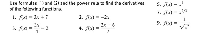 Solved Use formulas (1) and (2) and the power rule to find | Chegg.com