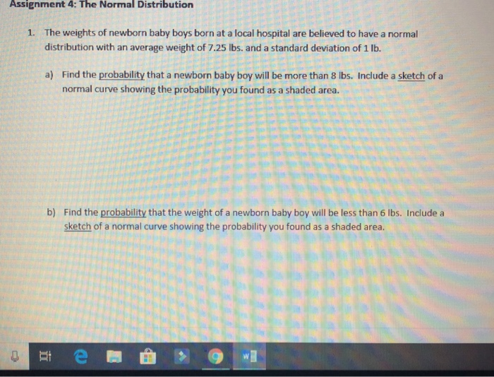 Solved Assignment 4: The Normal Distribution 1. The weights | Chegg.com