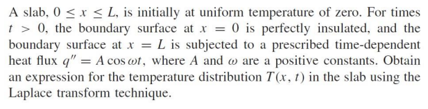 Solved A slab, 0≤x≤L, is initially at uniform temperature of | Chegg.com