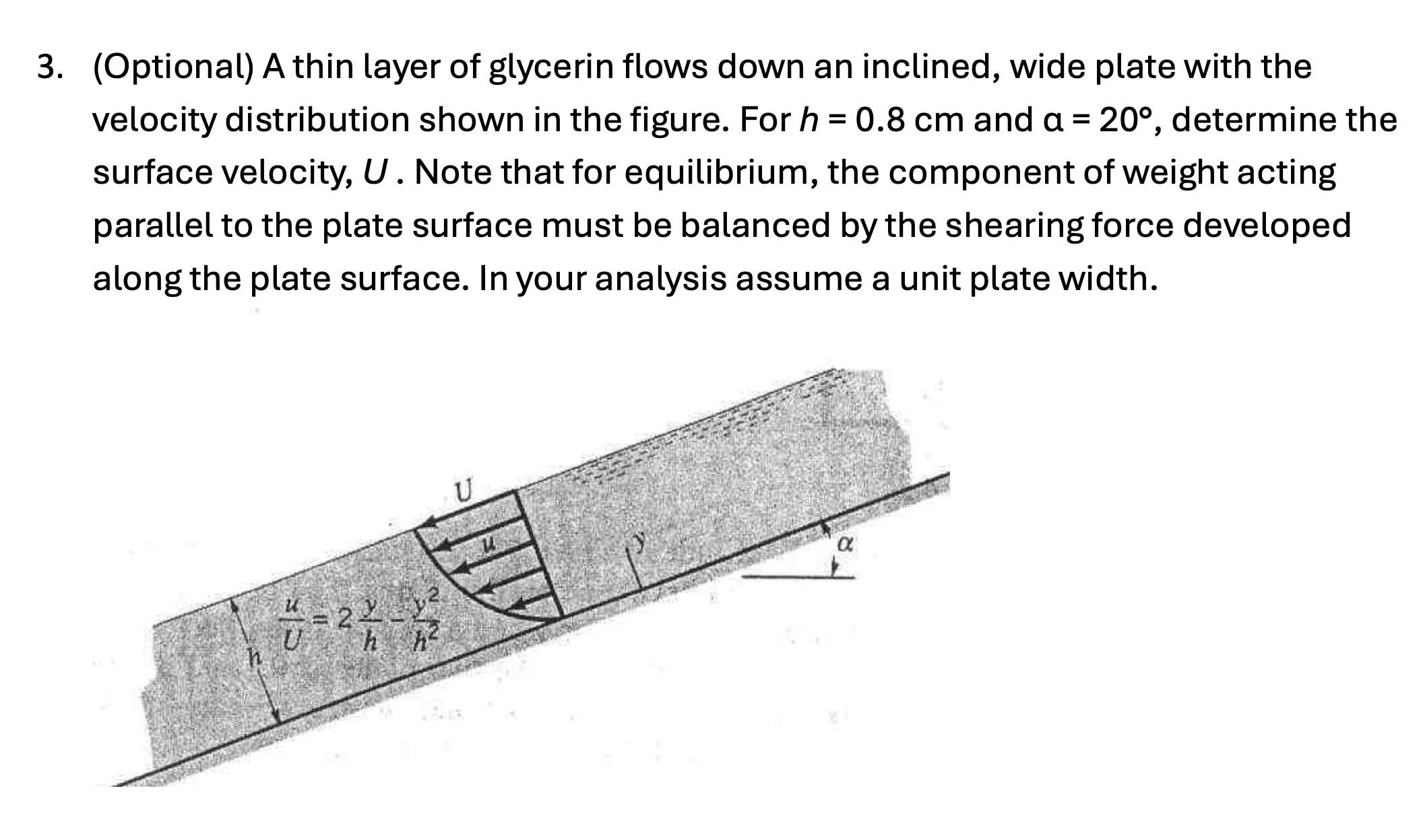 Solved (Optional) ﻿A thin layer of glycerin flows down an | Chegg.com