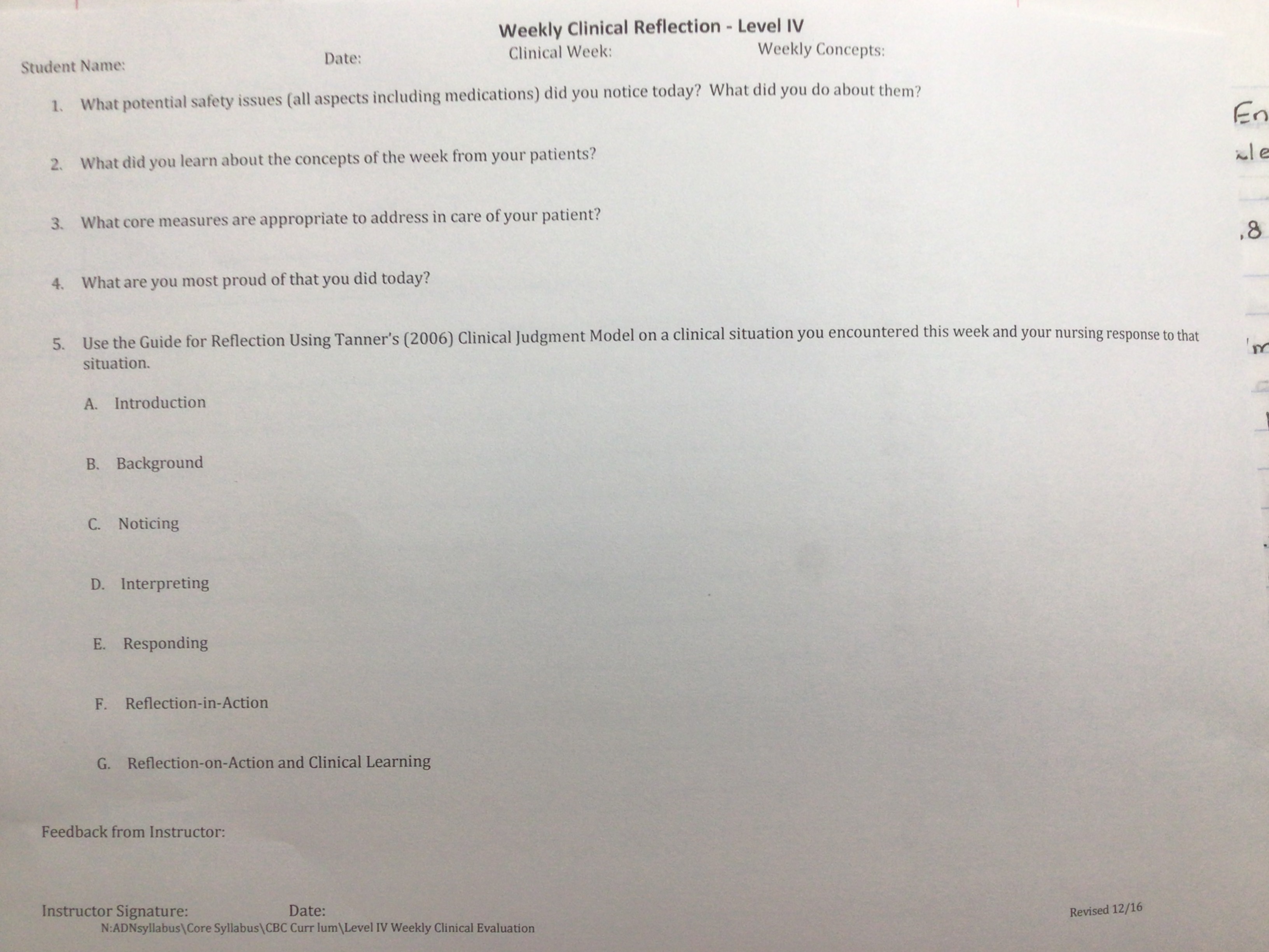 Hello, I have difficulty writing weekly clinical | Chegg.com