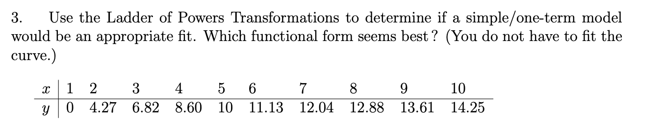 Solved 3. Use the Ladder of Powers Transformations to | Chegg.com