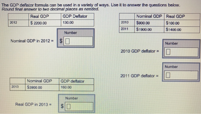 Solved The GDP deflator formula can be used in a variety of | Chegg.com