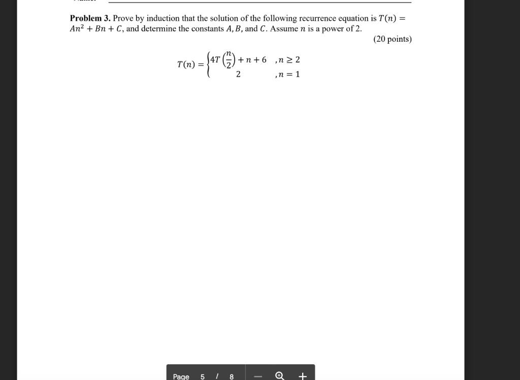 Solved Problem 3. Prove by induction that the solution of | Chegg.com